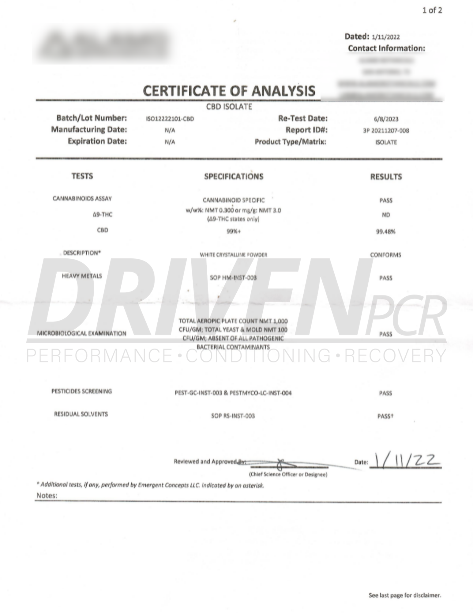 Lab Results – Driven PCR